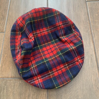 Vintage Pendleton Red Plaid Wool Newsboy Cap sz L | eBay