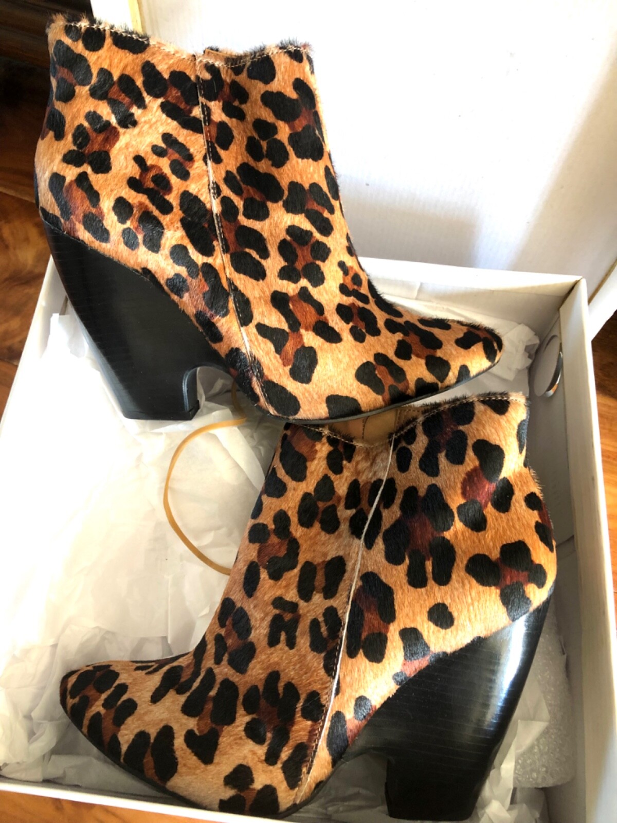 Madison Harding Leather Ankle Boots Womens Animal Print Cheetah Shoes 8 ...