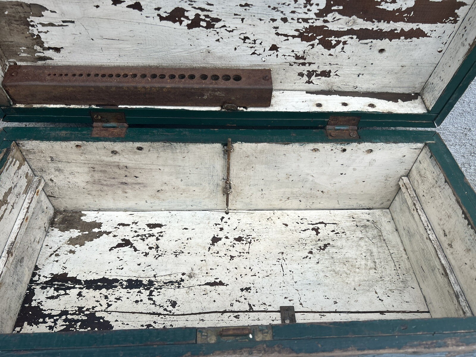 Antique Wood Painted Distressed Green Carpenters Tool Box W/ Handles | eBay