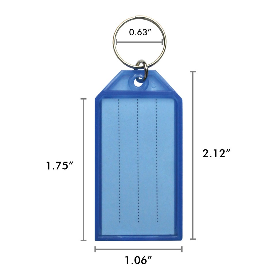 50pack Tough Plastic Key Tags w/ Split Ring Label Window Coded ID ...