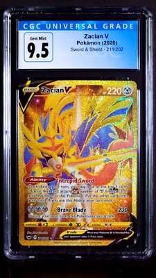 Zacian V Full Art 211/202 Sword Shield Gem Mint CGC 9.5 Gold Secret ...
