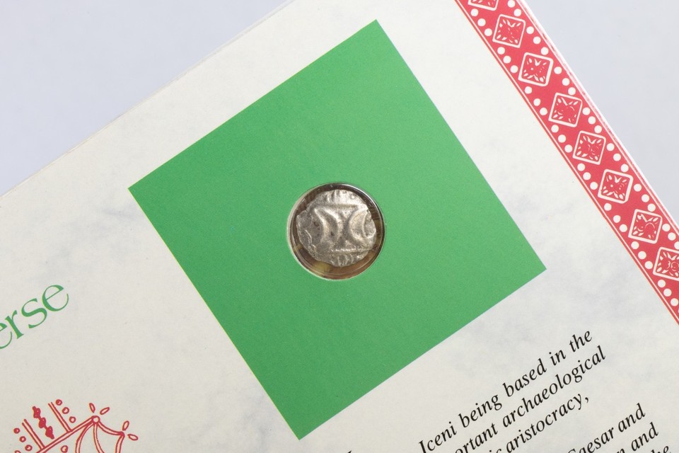 Iceni Celtic Silver Unit Ecen(Corn Ear ABC#1657) in Presentation folder ...