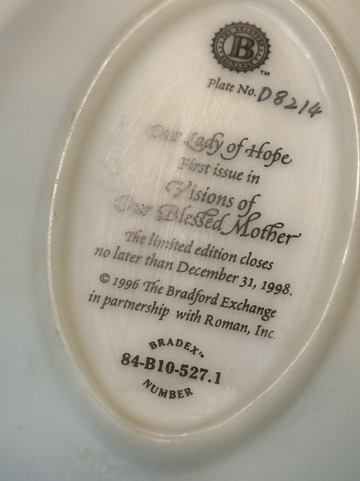 Bradford Exchange Religious Our Lady Of Hope Visions Blessed Mother ...
