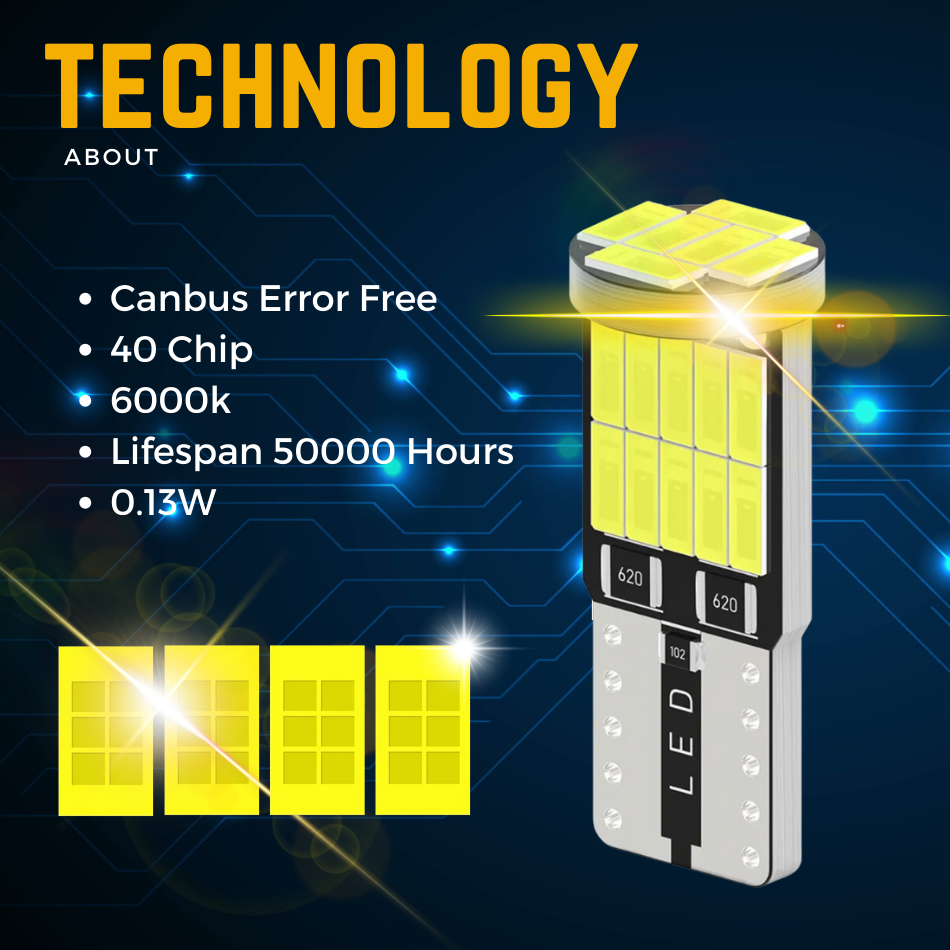 10x 501 T10 Led Bulbs Side Light Error Free Canbus 26 Smd W5W Xenon ...