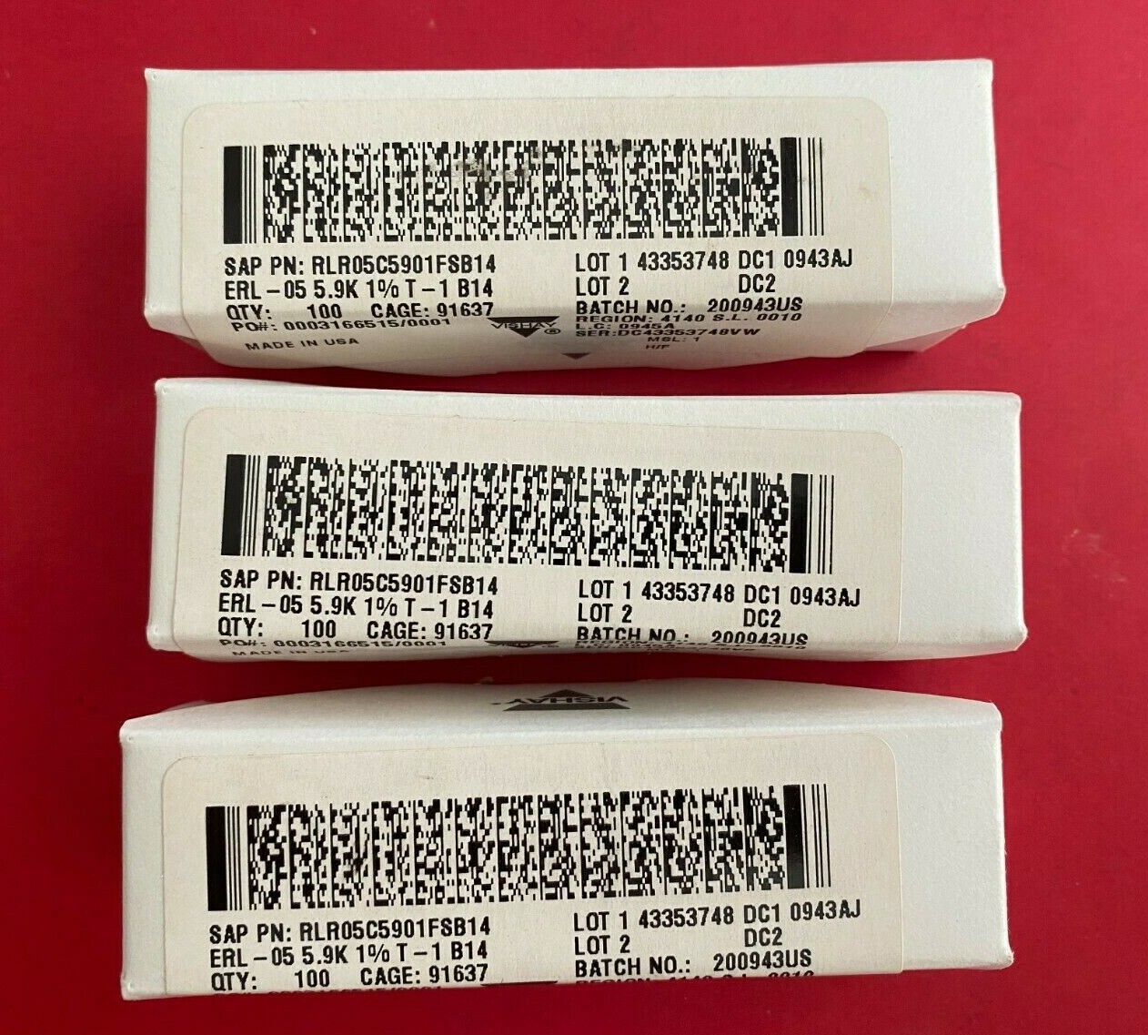 RLR05C5901FS, Vishay, Military, Metal Film Resistor 5.9K Ω 1/8W 1% ...