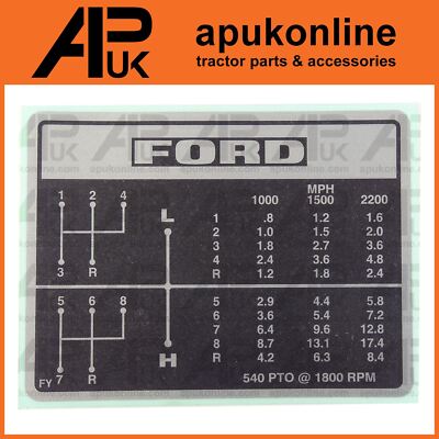 Gear Stick Shift Decal Ratio Opt 2 for Ford 231 2100 2110 2120 2150 ...