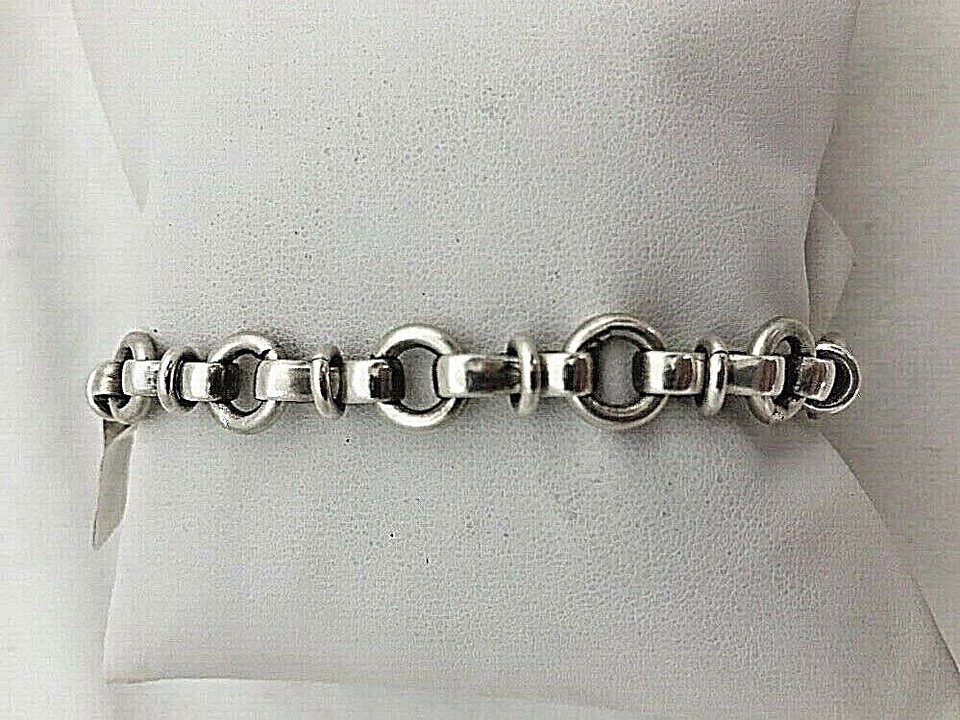 Sterling Silver .925 3/8" x 9" Round Link Toggle Bracelet | eBay