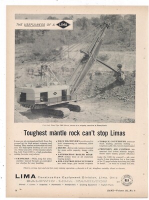 1961 Lima Equipment Ad: Type 2400 Shovel at PA Strip Mine | eBay