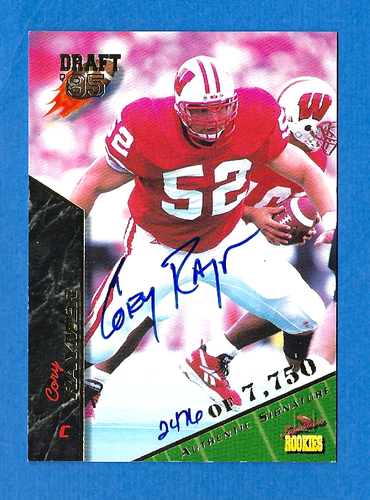 CORY RAYMER, WISCONSIN - REDSKINS 1995 SIGNATURE ROOKIES AUTOGRAPHED RC ...