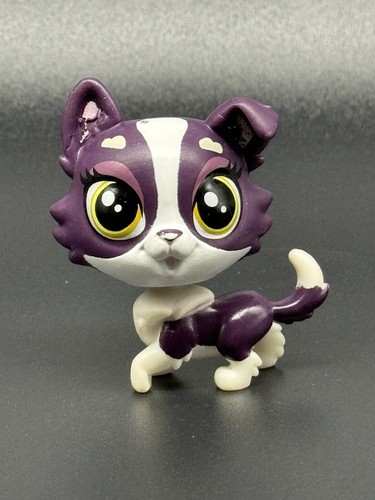 Littlest Pet Shop Dawna Robertson Purple White Spotted Dog READ | eBay
