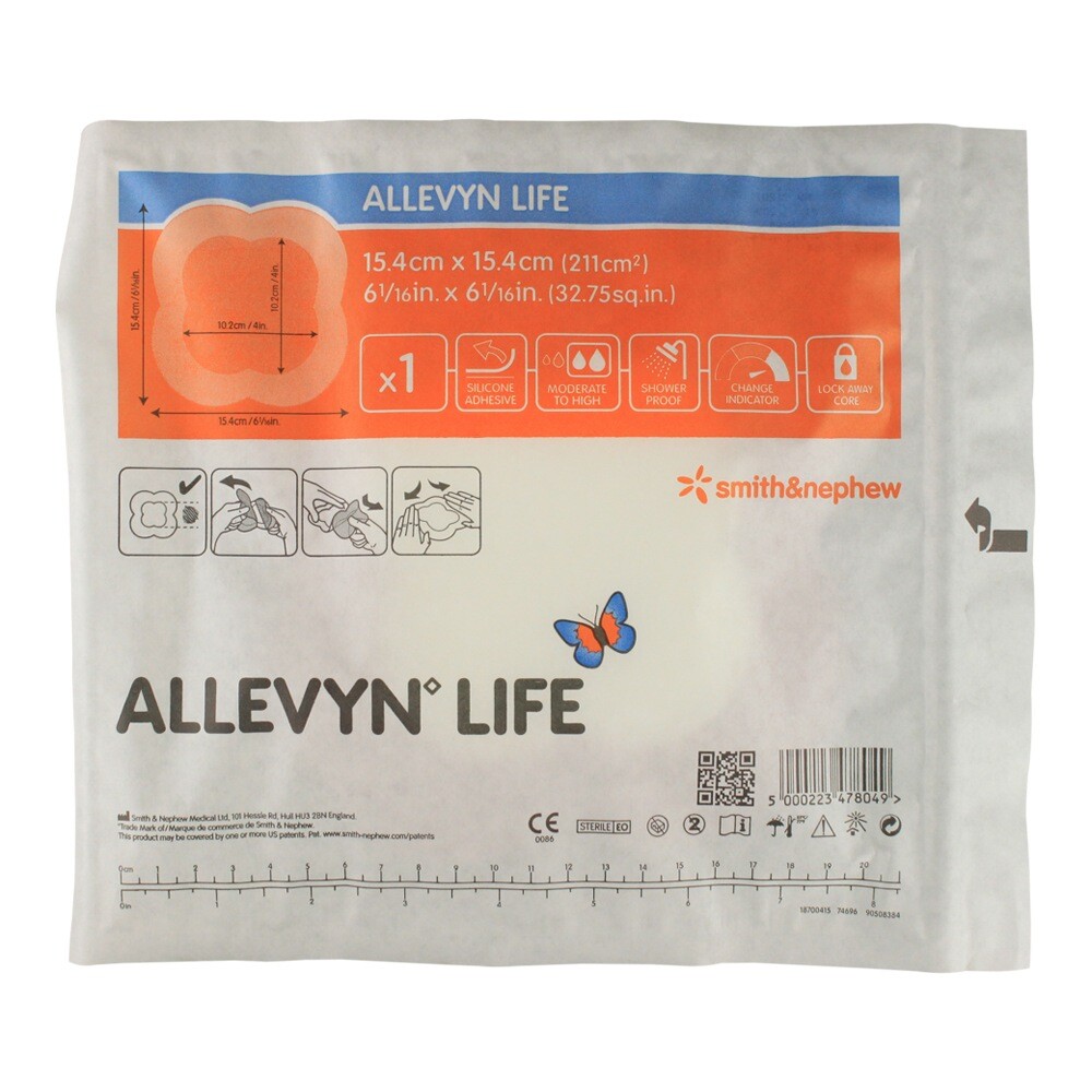 Smith & Nephew Allevyn Life Border Dressing 6 1/16" x 6 1/16" 4"X4" Pad ...