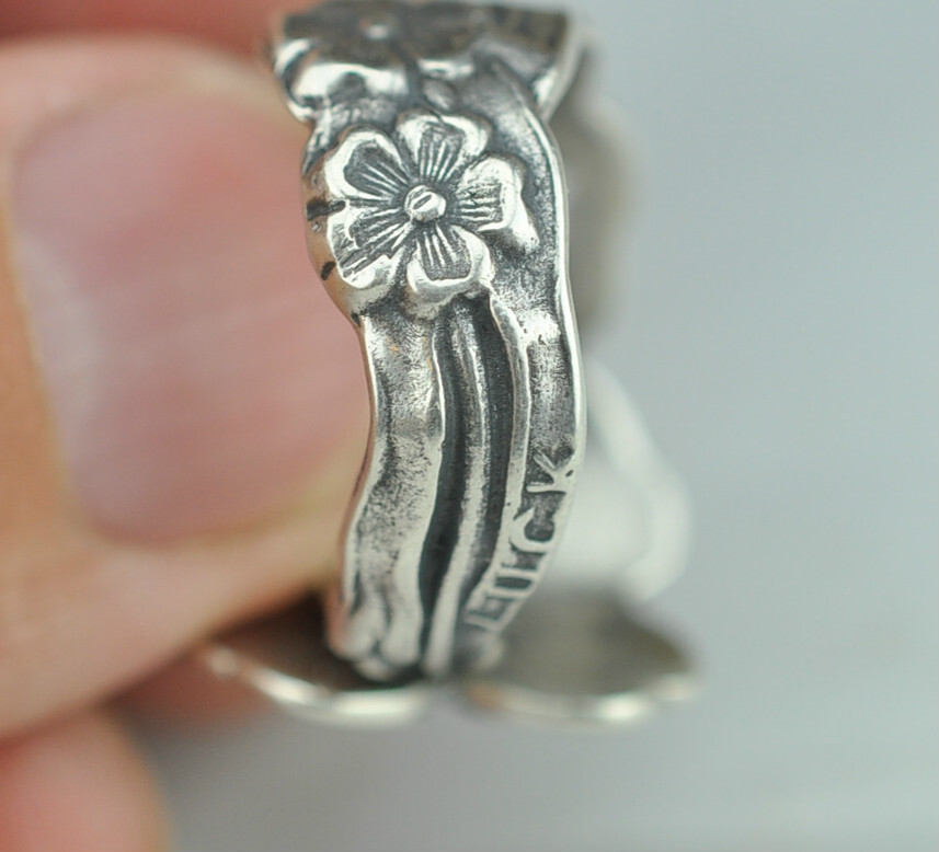 925 Sterling Silver Four-Leaf-Clover Flower Good Luck Adjustable Spoon ...