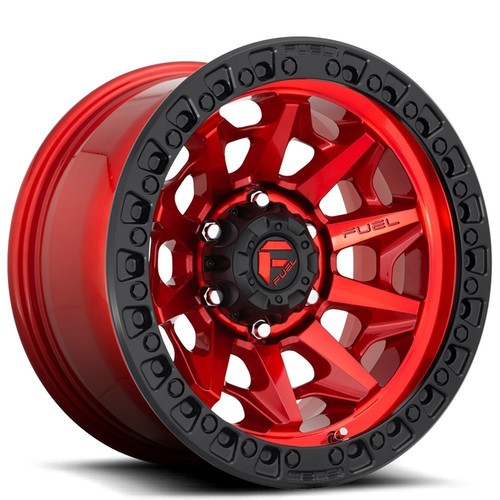 16x8" Fuel Wheels D695 Covert Candy Red with Black Ring Off-Road (4 pcs ...