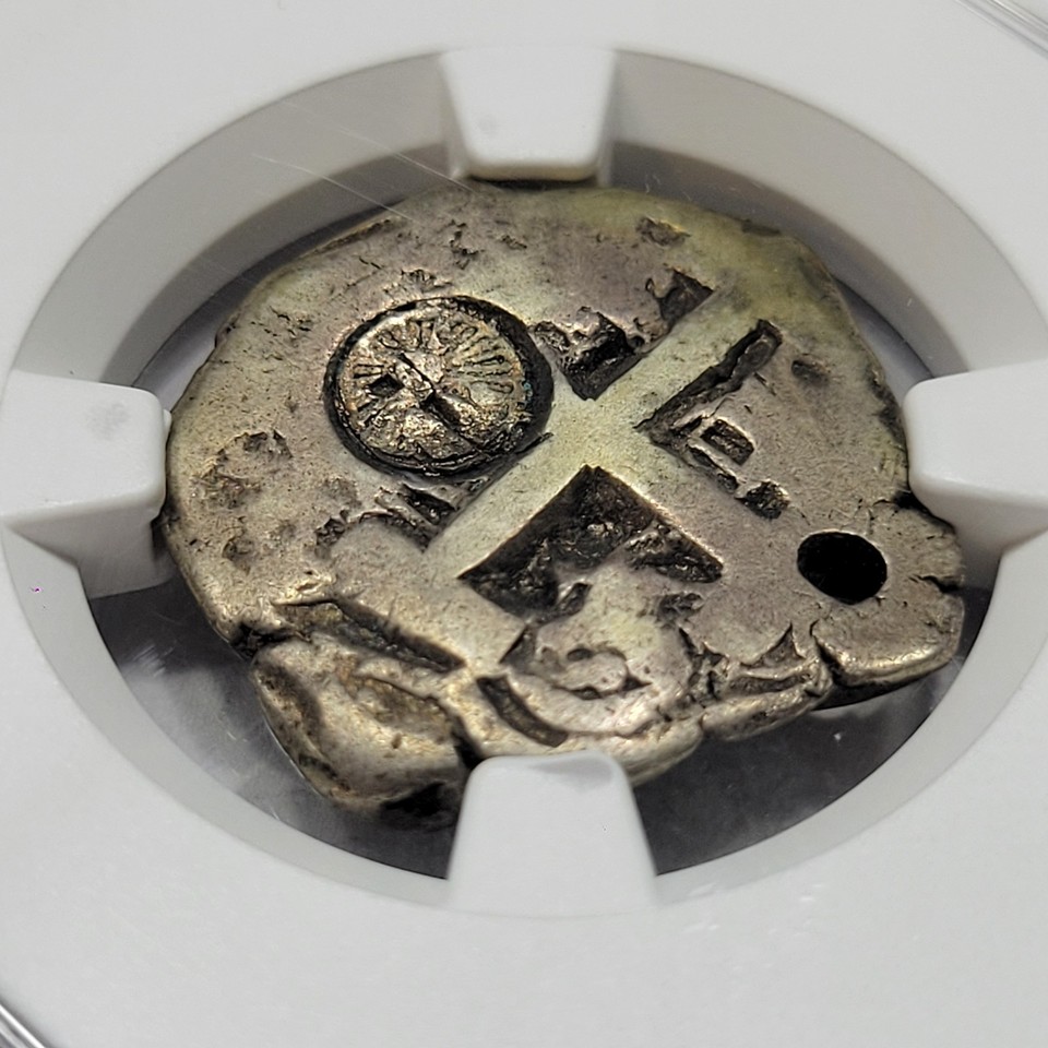 1839 Guatemala Counterstamp over Bolivia 4 Reales NGC F Details Holed ...