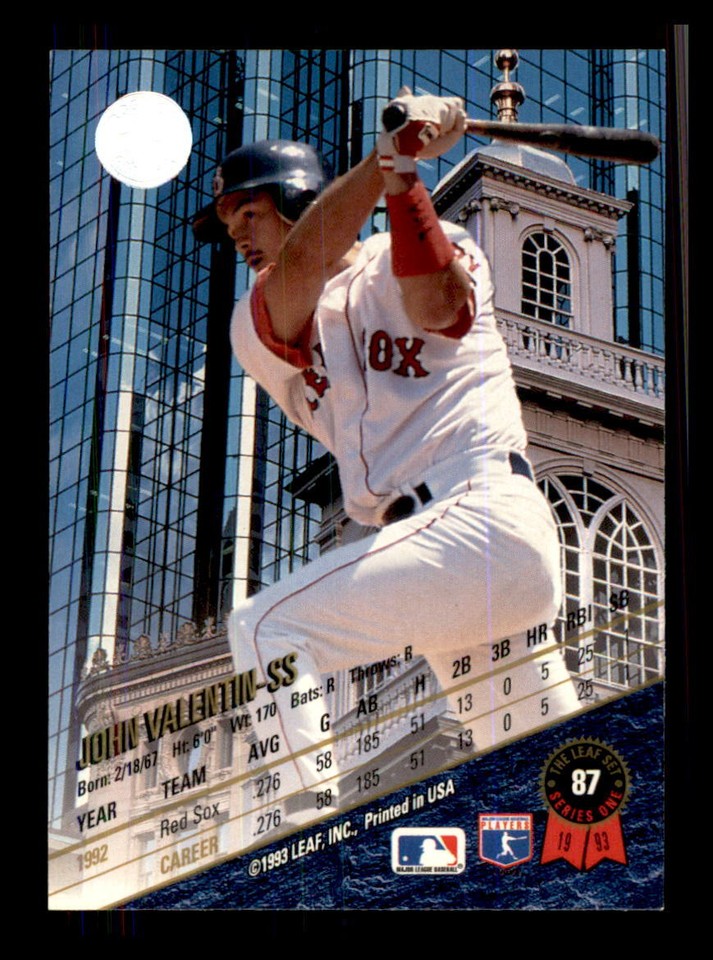 1993 BASEBALL 1993 Leaf John Valentin Boston Red Sox #87 1 | eBay