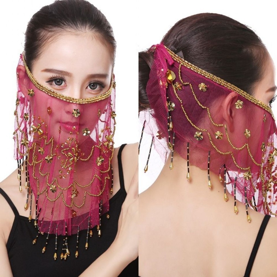 Indian Belly Dance Veil Belly Dancing Veils Costumes Mesh Face Veil ...