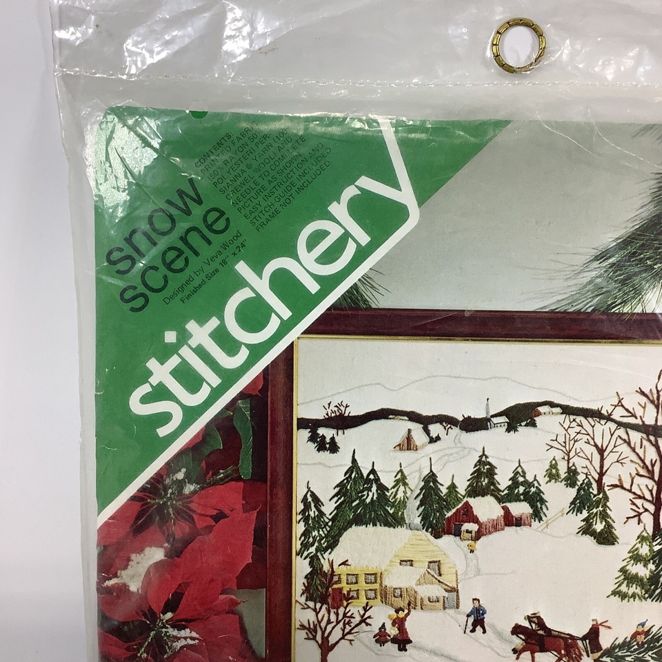 Spinnerin Vintage Snow Scene Needlepoint Kit Open Package 07606 Winter ...
