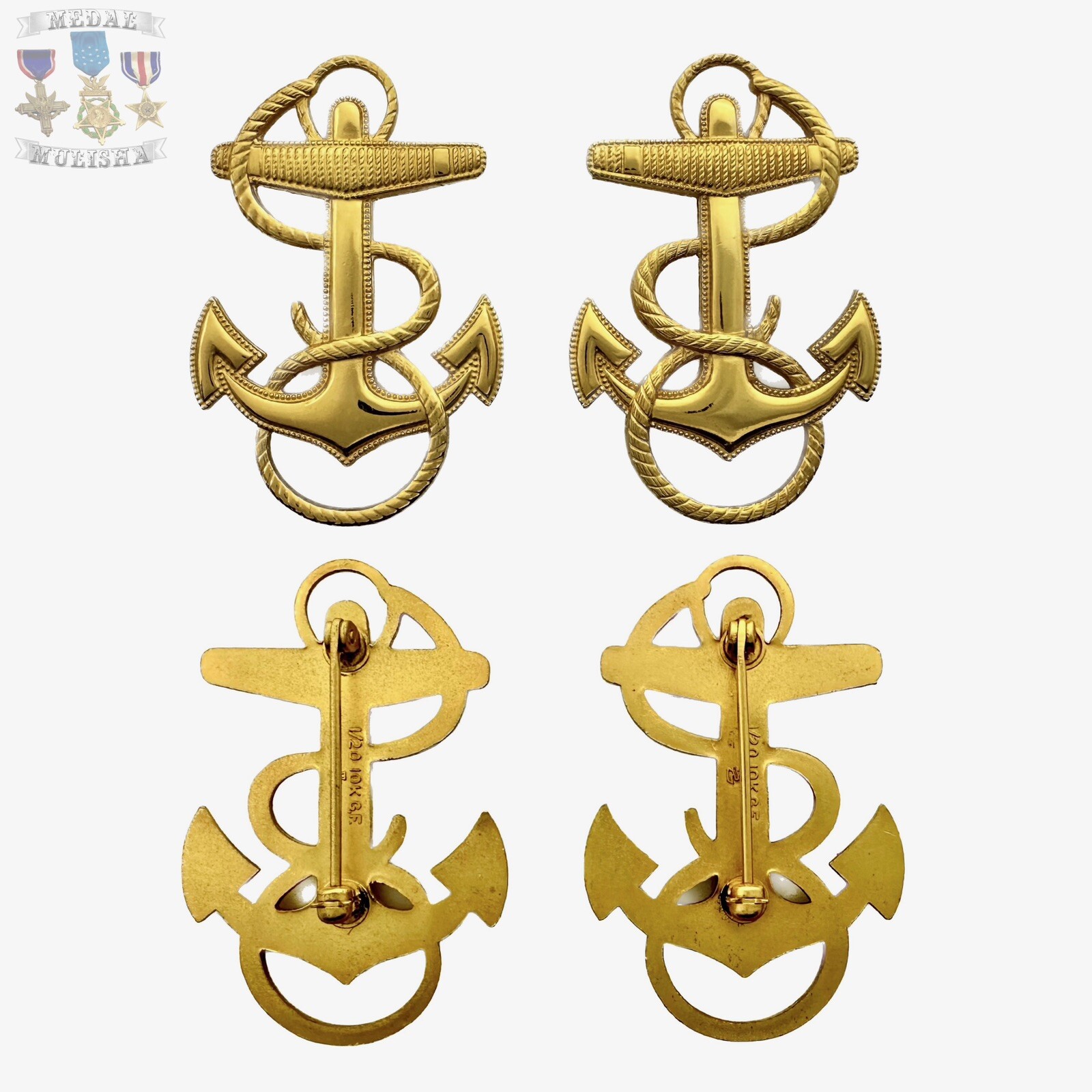 1/20 10K GOLD WWII NAVY AVIATION CADET INSIGNIA SET LEAVENS MFG. CO ...