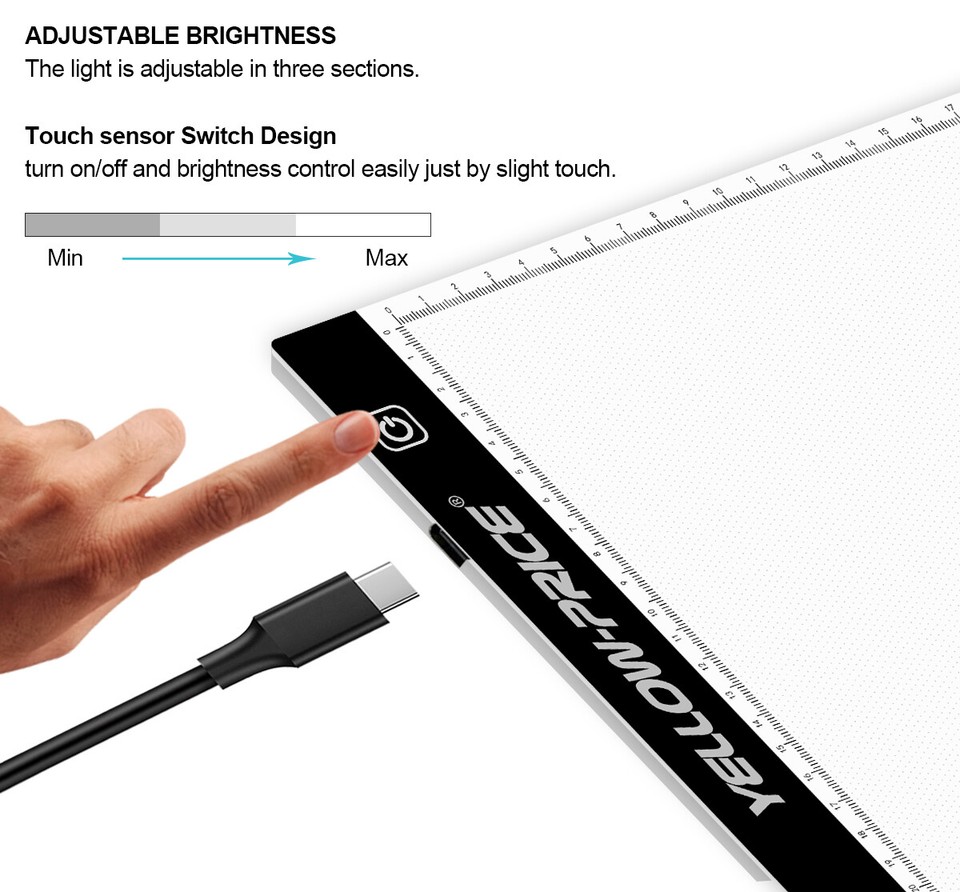 A4 LED Copy Pad Tracing Light Box Board Artist Tattoo Drawing USB Table ...