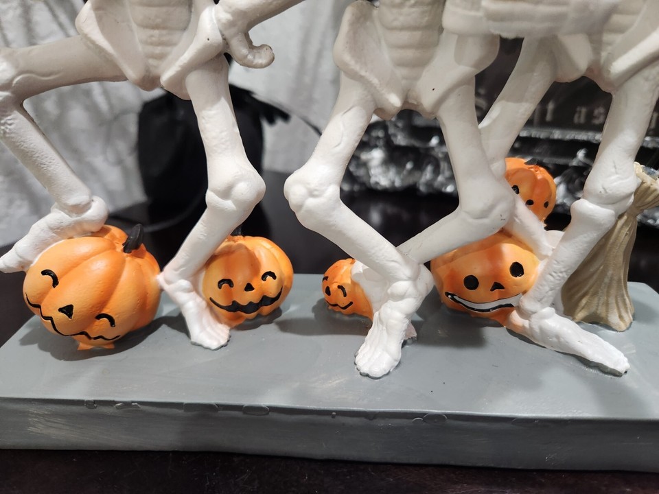 Halloween Skeleton Pumpkin Heads Dancing Trio Prop Figurine Statue ...