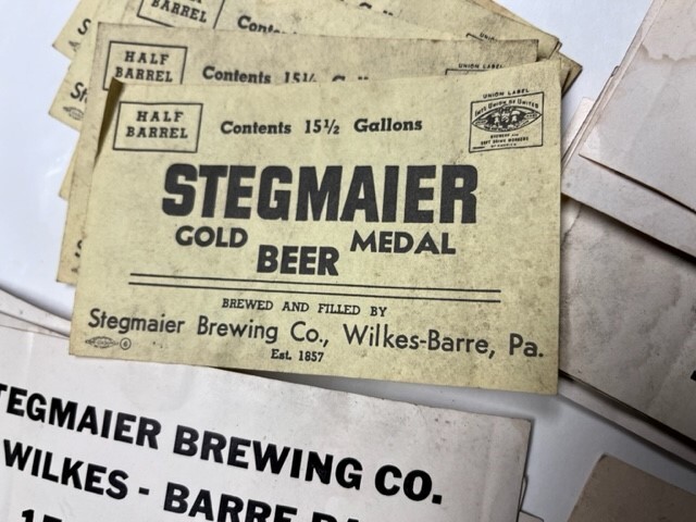 VINTAGE STEGMAIER BEER 15 1/2 GALLON KEG BARREL LABELS WILKES BARRE PA ...