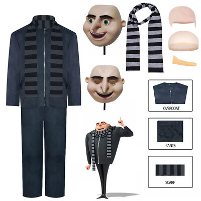 Despicable Me Gru Costume Minions Gru Mask Halloween Cosplay Bald Cap ...