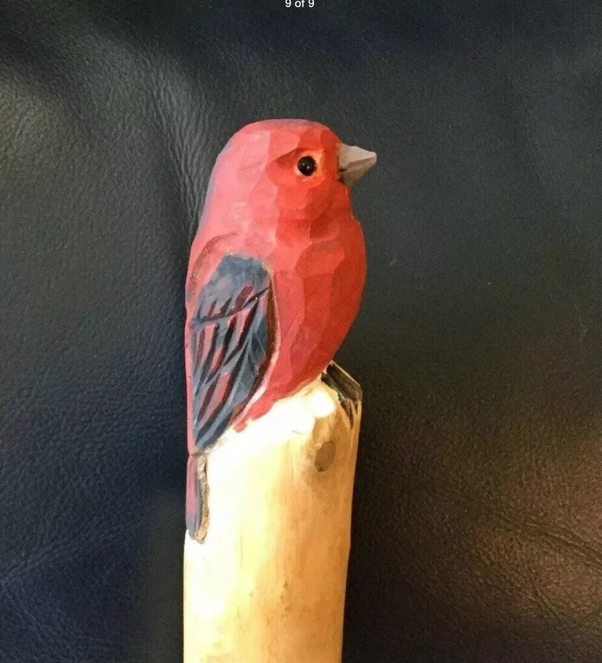 New Redbird Bluebird Owl Eagle Bear Walking Stick Cane Wood Hand Carved ...