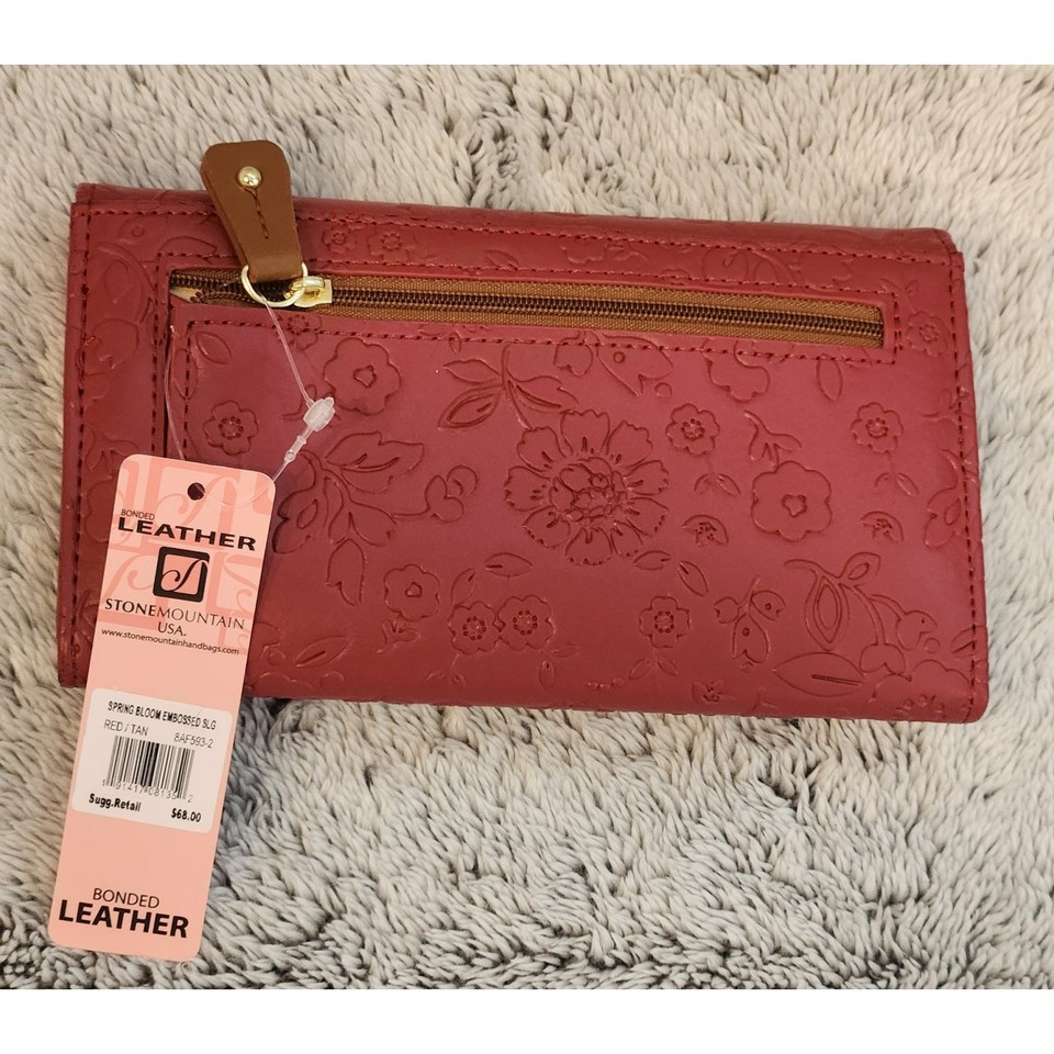 Stone Mountain Spring Bloom Embossed Red/ Tan Wallet, NWT MSRP $68 | eBay