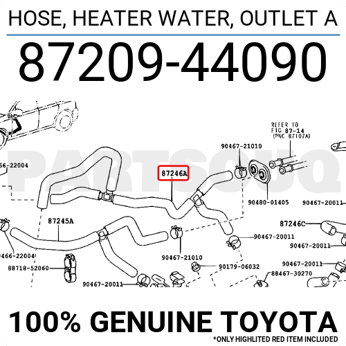 8720944090 Genuine Toyota HOSE, HEATER WATER, OUTLET A 87209-44090 | eBay