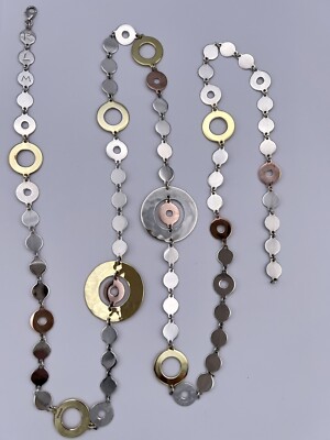 Robert Lee Morris RLM Studio Tri-Color Circle Disc Link Necklace 42" | eBay