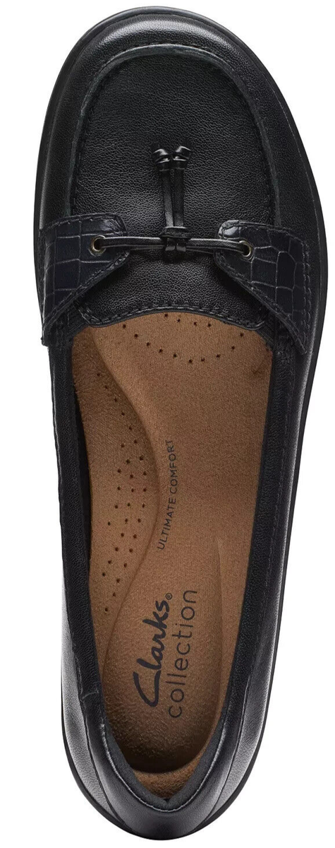 Clarks Women's Cora Haley Loafer, Navy Leather, 9