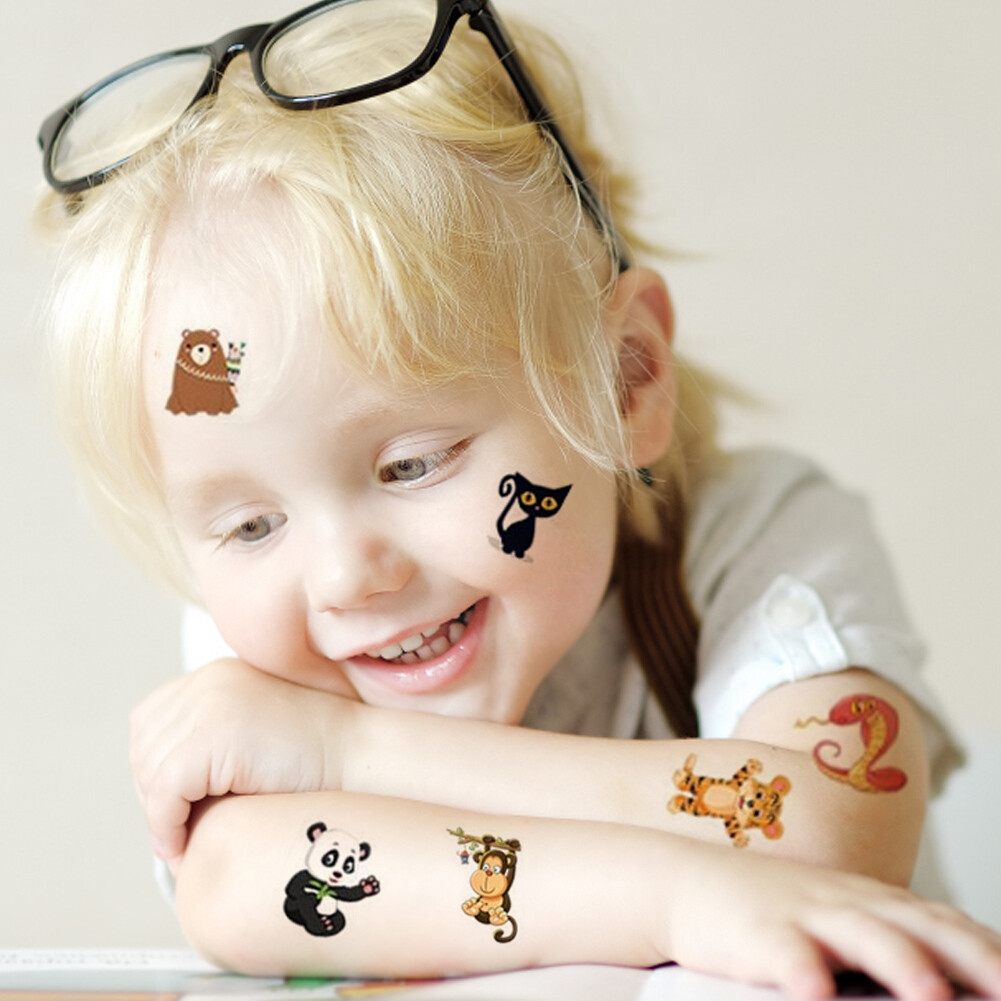 10PCS Animal Temporary Tattoos Dog Body Art Tattoo Sticker Cow Elephant ...