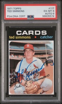 1971 TOPPS, #117, Ted Simmons, ROOKIE, HOF, Autograph, PSA 6 EX-MT ...
