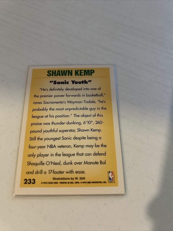 SHAWN KEMP Seattle Signed 1993 Fleer PROVISION Basketball Card #233 ...