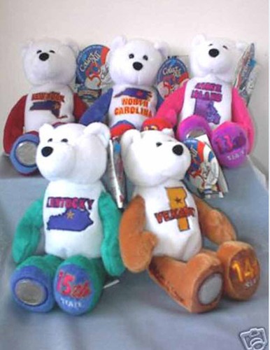 COIN BEARS 2001 Collectible #11 - #15 Plush State Quarter Bears ...