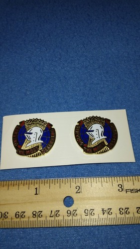 PAIR OF- US Army TROOP SUPPORT AGENCY Unit DI DUI Crest Insignia PINS D ...