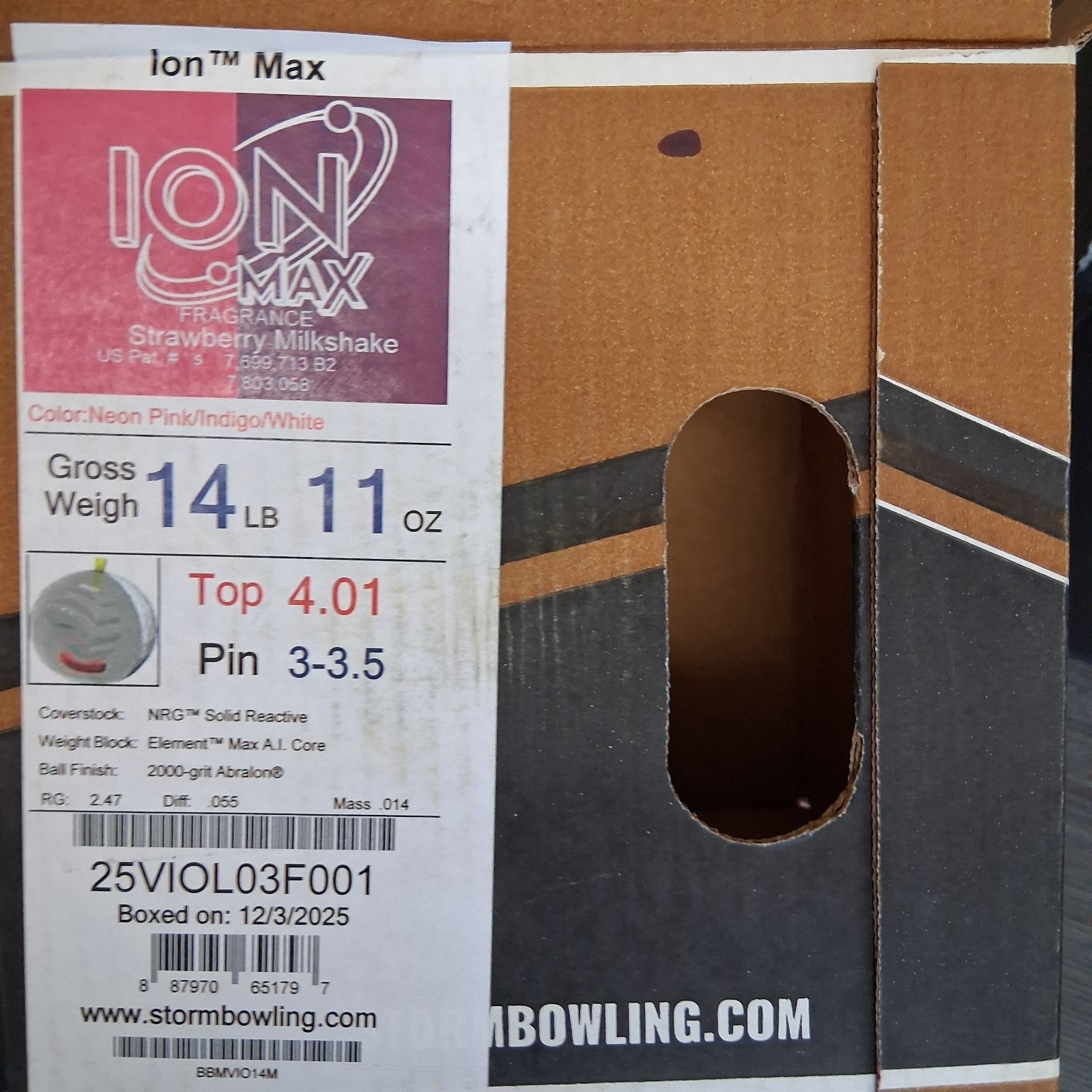 Storm Storm Ion Max bowling ball 1ST QUAL MIDWEIGHT NIB 14 LB. 11OZ ...