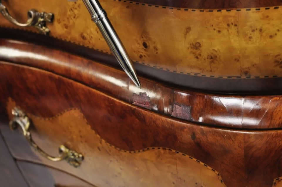Reproduction French Louis XV Style Pink Marble Top Bombe Commode ...