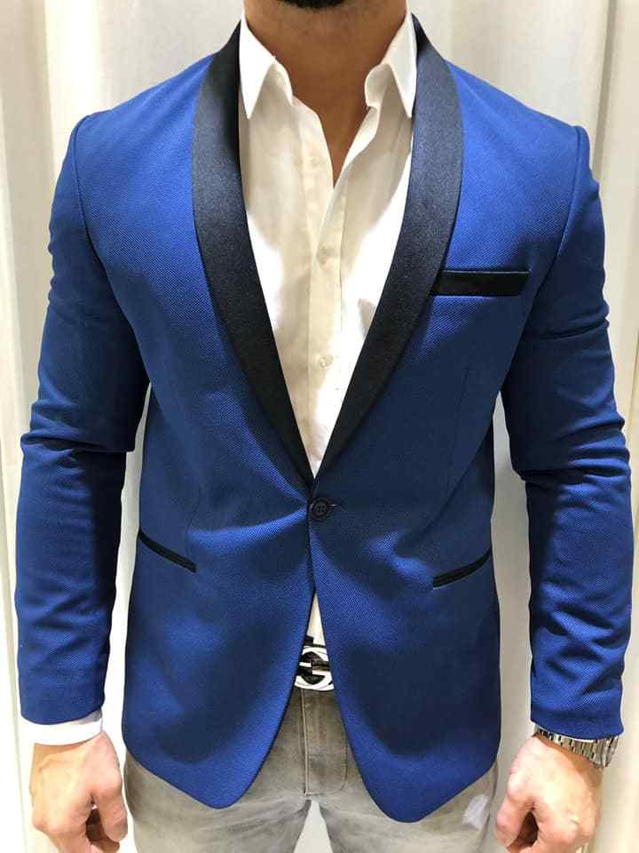 Designer Blue Party Smoking Jacket Blazer Tailored Slim Fit 52 | eBay