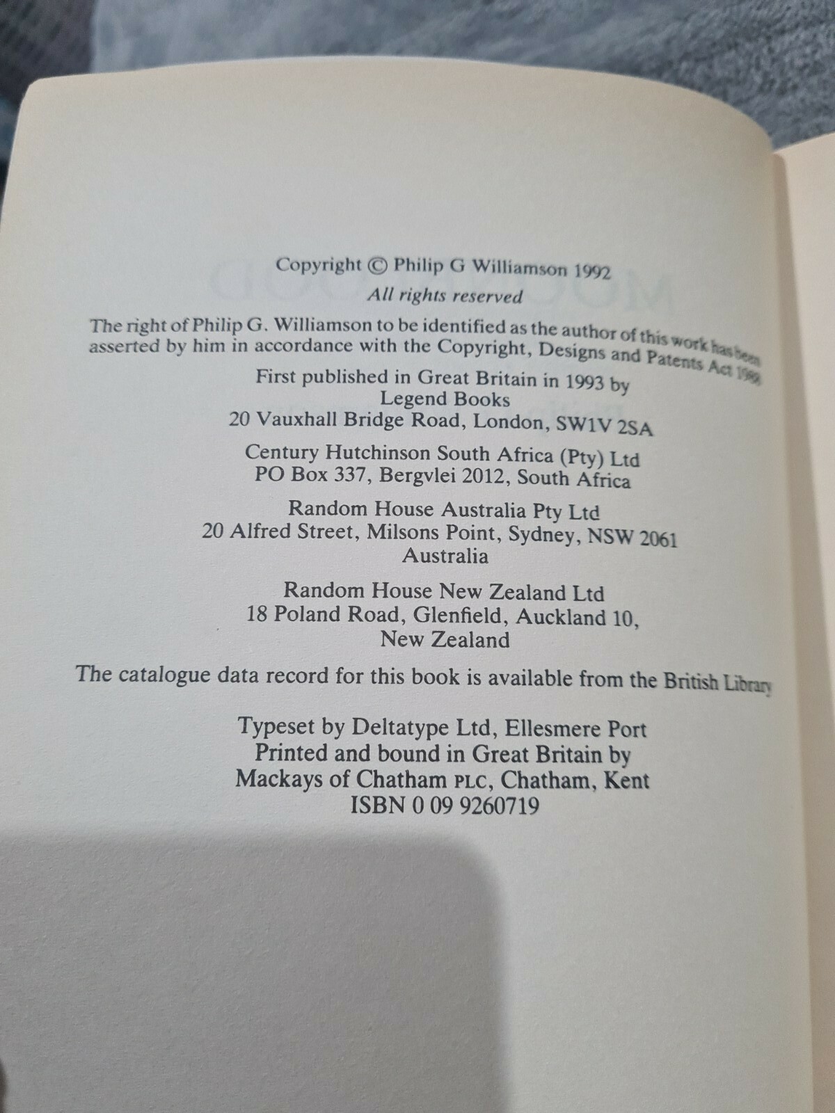 Moonblood Book By Author Philip G. Williamson. A Chronicle Of ...