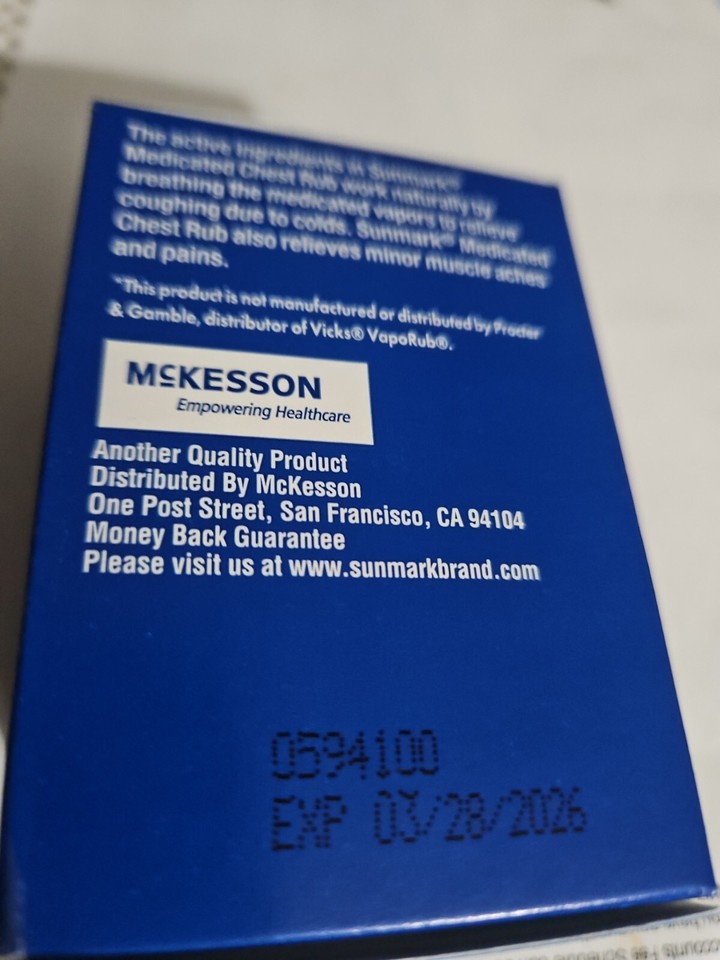 Sunmark Medicated Chest Rub Topical Analgesic Cough Suppressant 3.53 Oz ...