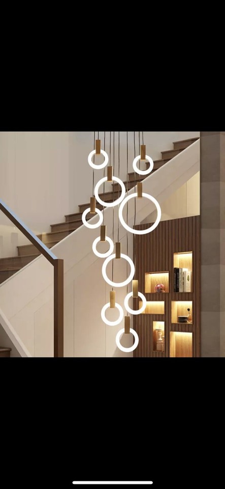 Long LED Chandelier Pendant Lights Modern, Stairwell, Living, Dining ...