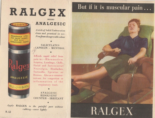 ENGLAND-EGYPT old Rare Medical Advertising card RALGEX 1950 | eBay