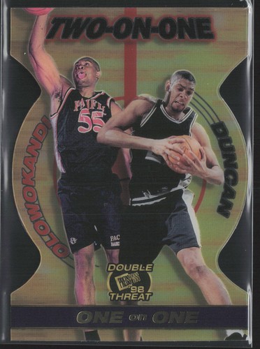 1998 Press Pass Double Threat Michael Olowokandi / Tim Duncan Die Cut # ...