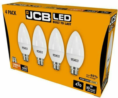 JCB LED 4 PACK BC B22 CANDLE Bulbs Light 6W = 40W WARM WHITE 3000K ...