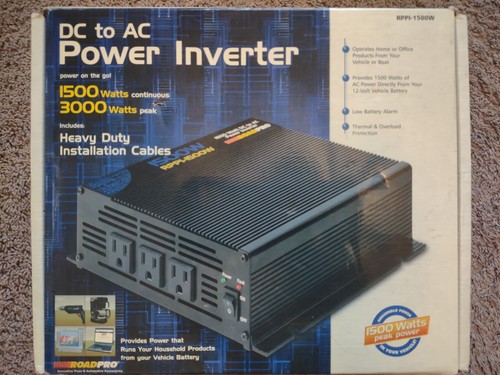 RoadPro Rppi-1500w 1200 Continuous / 3000 Peak Watt DC to AC Power ...