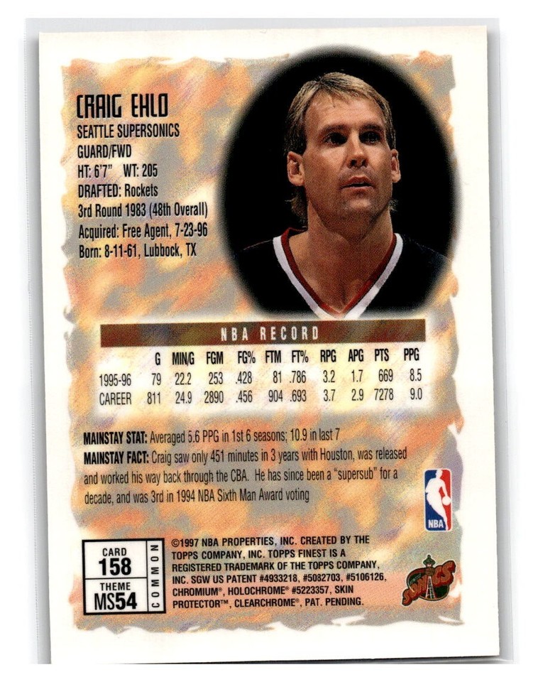 1996-97 Topps Finest - Common - Bronze #158 Craig Ehlo | eBay