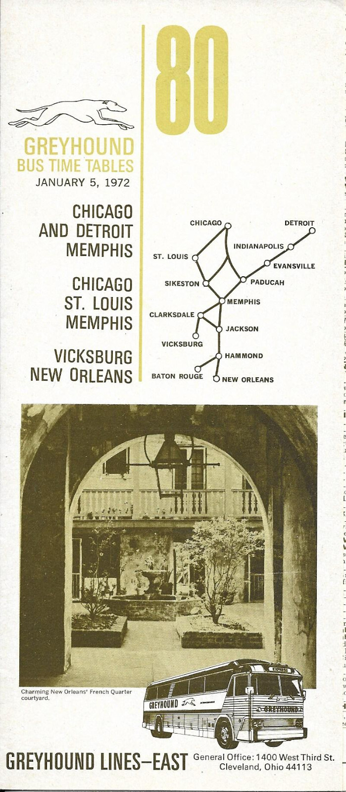 GREYHOUND Bus Schedules # 80. Dated 1-5-1972. See Cover for Various ...