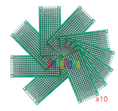 10pcs 3x7 cm Double Side DIY Prototype Circuit Breadboard PCB Universal ...