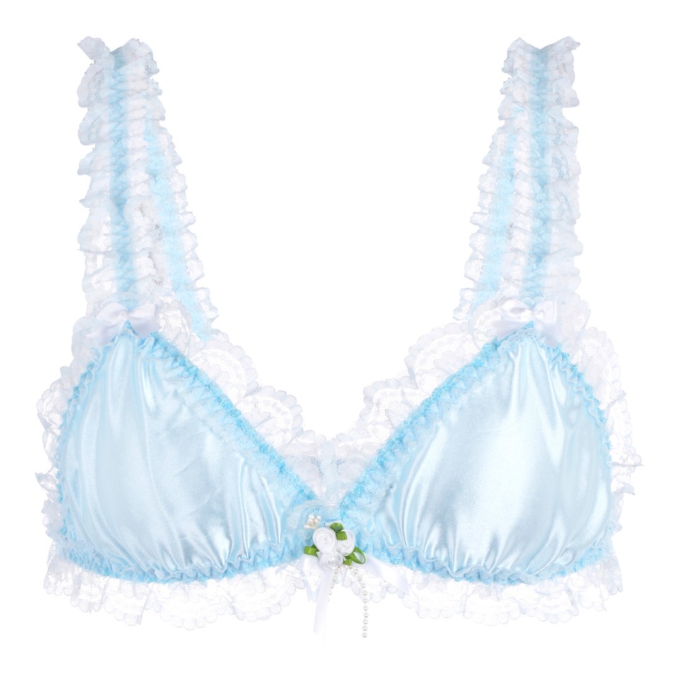Satini Sissy Frilly Lace Fitted Satin Bralette Bra Sizes S to XXL | eBay
